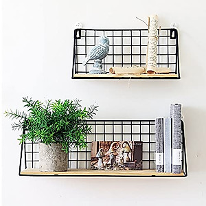 DDXY Floating Shelves Wall Mounted Rustic Wood Storage Set,Wall Shelf Hanging Brackets for Living Room, Office, Bedroom, Bathroom(3-Pack)