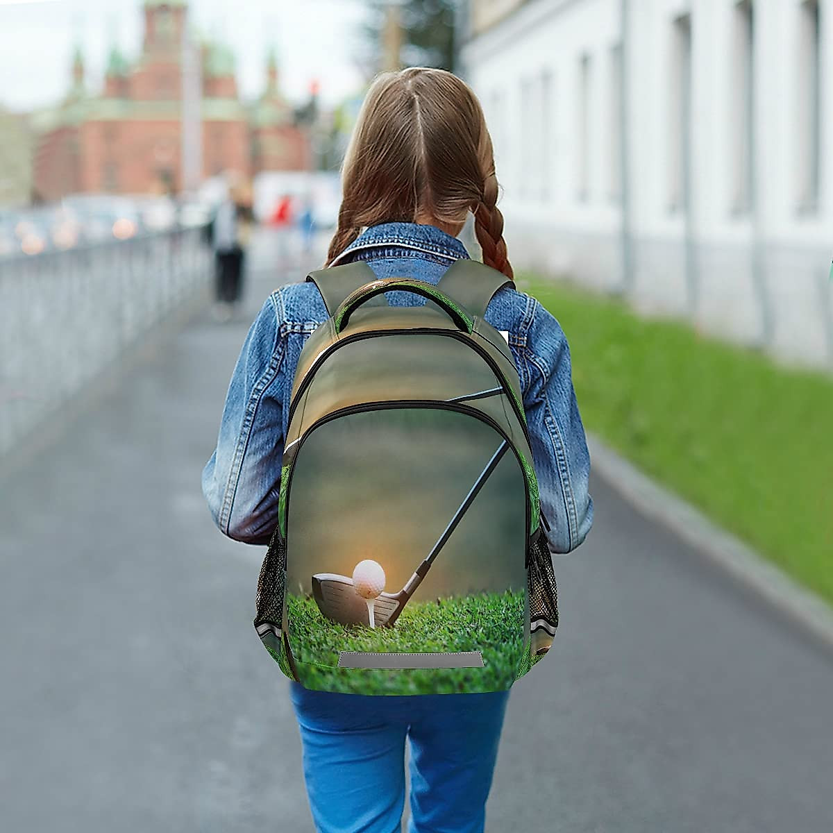 Golf Ball Sport Grass Backpack School Bookbag Laptop Purse Casual Daypack for Teen Girls Women Boys Men College Travel