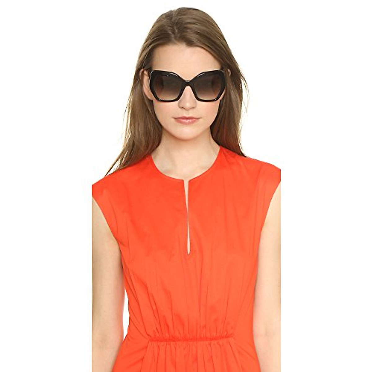 Prada Heritage PR 16RS 1AB0A7 Black Plastic Butterfly Sunglasses Grey Gradient Lens