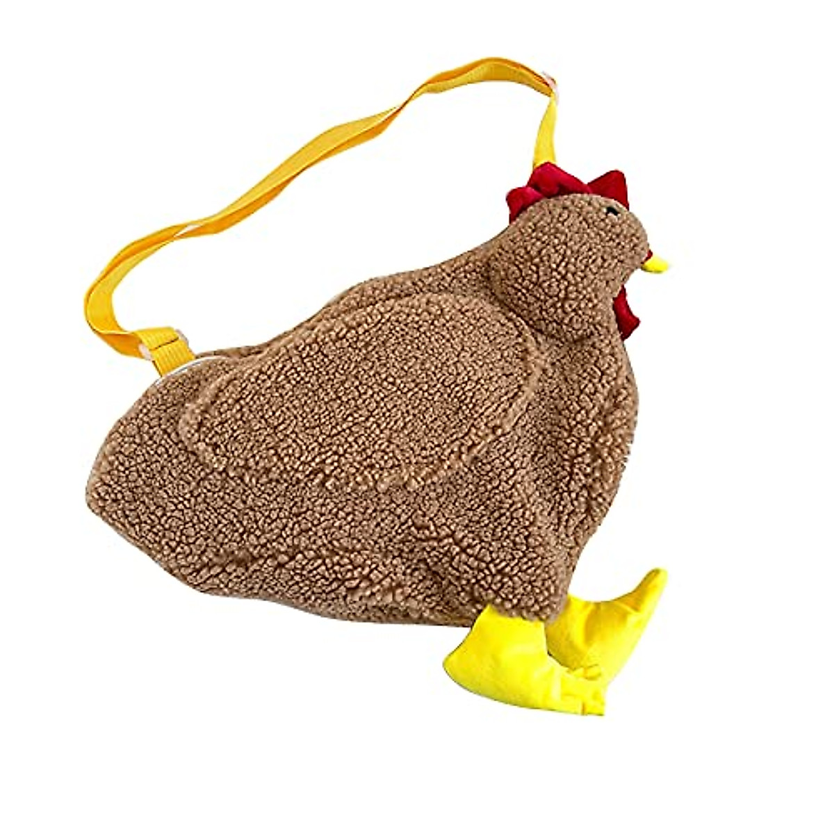 Cute Chicken Crossbody Bags for Women Girl Plush Handbags Cartoon Rooster Shoulder Bag (Khaki)