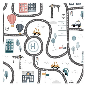 BapronBaby Tiny Town Bapron - No Neck Tie Safer Bib for Baby & Toddler - Soft Waterproof Stain Resistant - Machine Washable - Sz Baby/Toddler 6m-3T