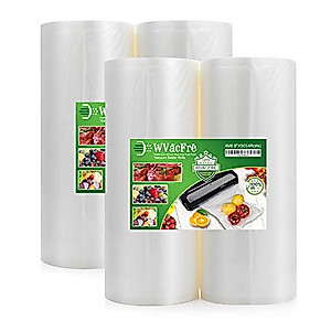 WVacFre 4Pack 8X50 (Total 200 Feet) Food Vacuum Sealer Bags Rolls with Commercial Grade,BPA Free,Heavy Duty,Great for Food Vac Storage or Sous Vide Cooking
