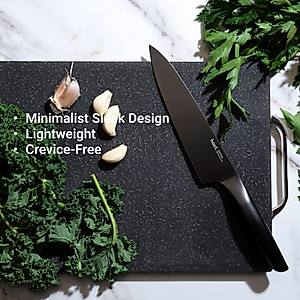 Hast Chef Knife-8 Inch-Professional Kitchen Knife-Ultra Sharp-Powder Steel-High Performance-Lightweight-Sleek Design-Ergonomic Handle-Minimalist Kitchen Decor (Titanium Black)