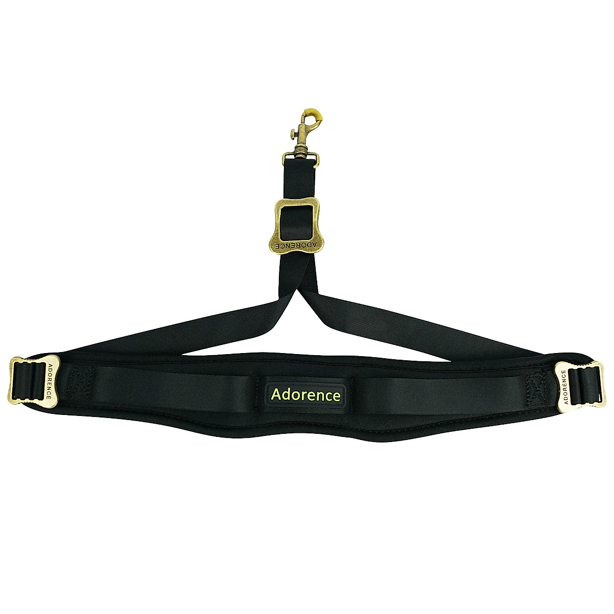 adorence Saxophone Neck Strap with Cushioned Padding & Swivel Metal Hook - Comfortable Sax Strap for Tenor, Alto- Black, Metal Adjuster