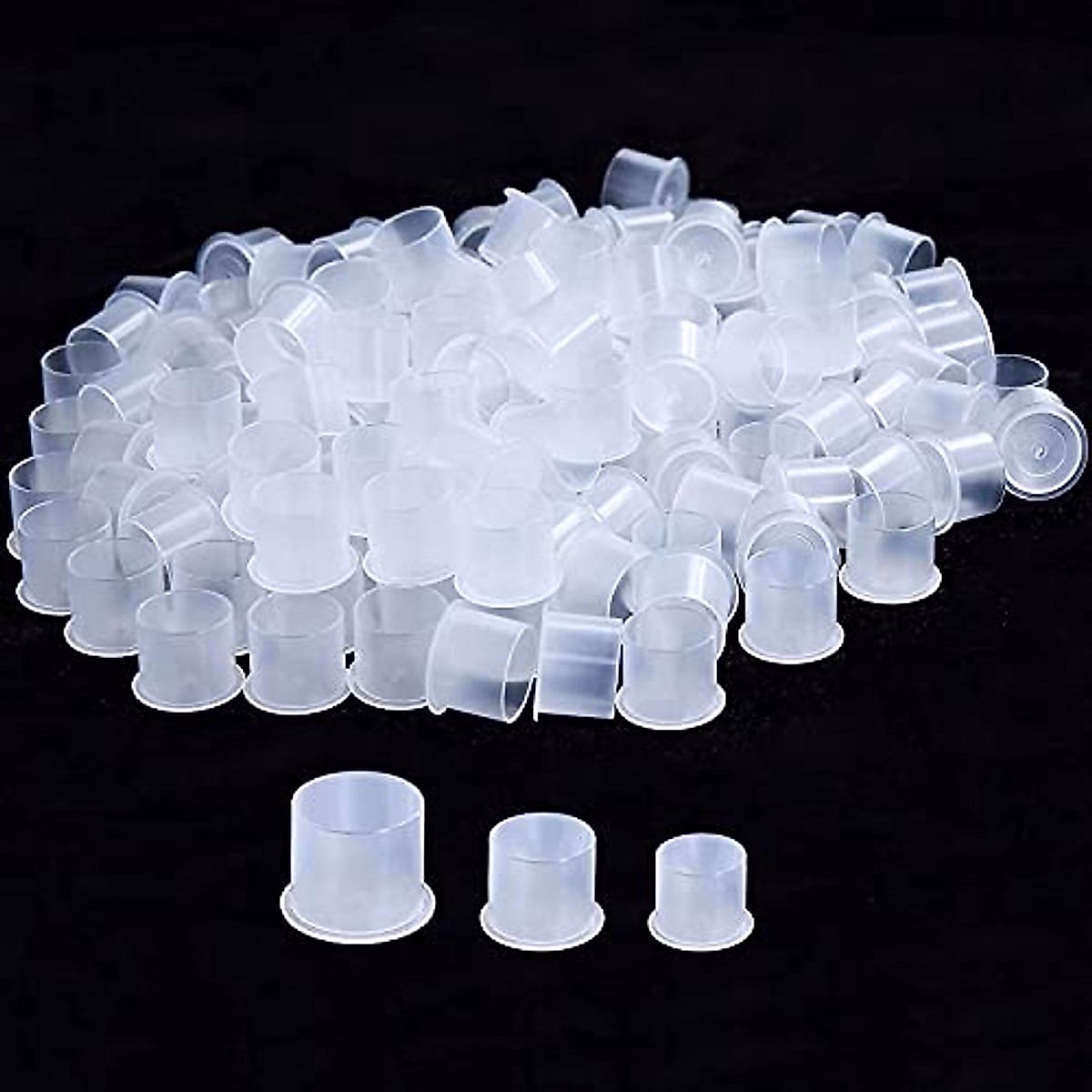 300pcs Ink Caps with Base Tattoo Ink Cups White Mixed #11 Small #14 Medium #17 Large Pigment Caps for Tattoo Permanent Makeup Container Cap Tattoo Accessory Tattoo Supplies Tattoo Kits