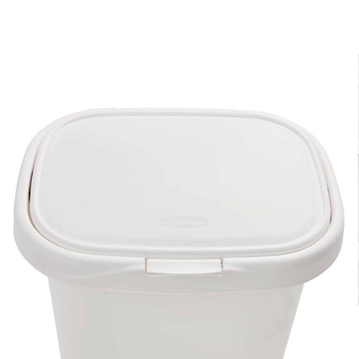 Rubbermaid Spring Top Kitchen Bathroom Trash Can with Lid, 13-Gallon, White, Plastic Garbage Bin/Wastebasket for Home/Kitchen/Bathroom/Garage