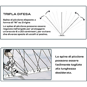AOKKR Bird Spikes for Pigeon and Small Birds Squirrel Raccoon Cats Crow Bird Defender Spikes for Outside to Keep Birds Away, Anti Bird Stainless Steel Spikes for Railing (21.7ft)