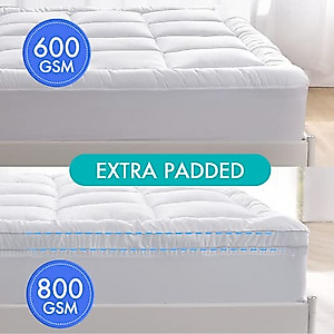 YUGYVOB Queen Mattress Pad, Pillow Top Cooling Mattress Topper with 8"-20" Deep Pocket, 600GSM Thick Bed Topper Mattress Cover Protector, Quilted Down Alternative Fill
