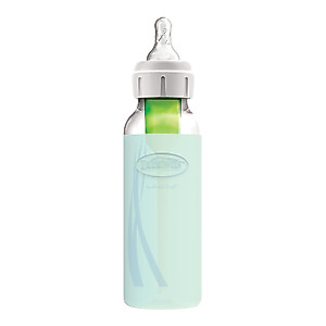 Dr. Brown's Natural Flow Options+ Glass Baby Bottle Sleeves,100% Silicone,8 oz,Narrow,Mint