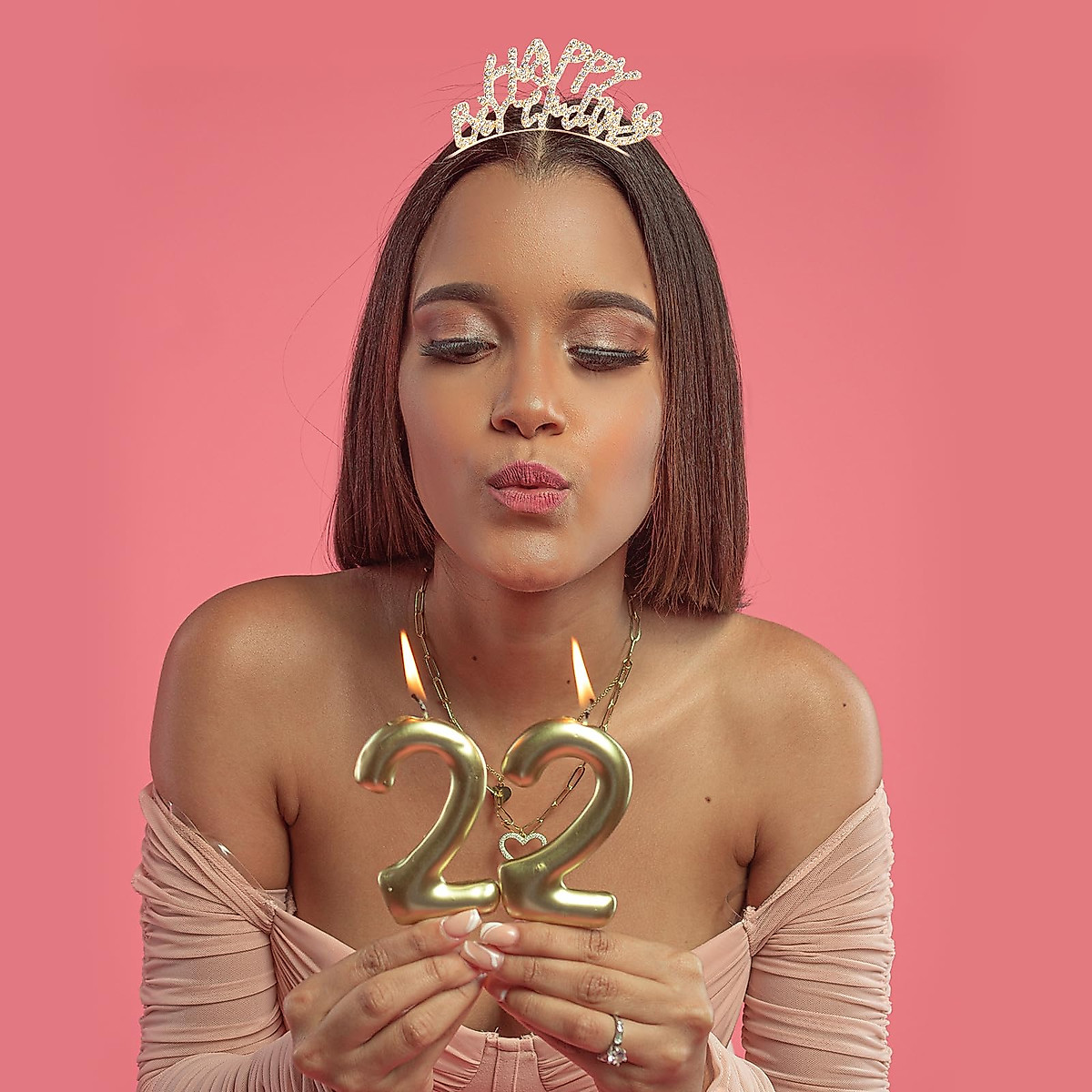 Ondder Gold Happy Birthday Headband for Women & Girls - Shiny Rhinestone Tiara for Birthday Parties