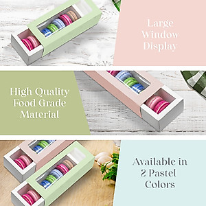 25 Pack of Maccaroon Boxes , Boxes for Macarons with Clear Window, Macaron Gift Box 6 , Light Pink and Light Green Macaroon Box for Cookie Giving Occaisions.