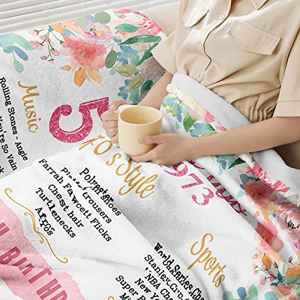 HAINANBOY 50th Birthday Gifts for Women with Box, 50th Birthday Decoration Blanket Birthday Gift for 50 Year Old Women, 1963 50th Birthday Gifts Ideas