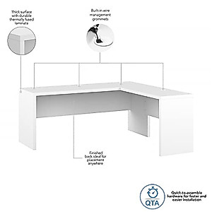 Bush Business Furniture Echo L Shaped Computer Desk, 72W, Pure White