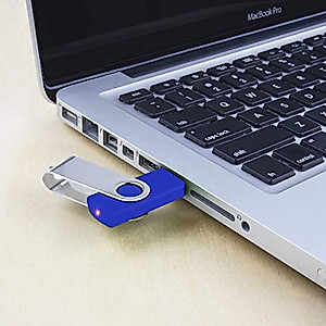 SRVR 5 Pack 32GB USB Flash Drive, USB 2.0 Thumb Drives, Jump Drive with Lanyards Metal Swivel USB Memory Stick with LED Indicator(5 Colors)