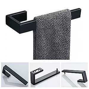 JOPOFI 8" Rectangular Hand Towel Holder - SUS 304 Stainless Steel Modern Design Hand Towel Rack, Contemporary Hand Towel Ring Holder Wall Mounted - Matte Black