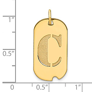 Solid 14k Yellow Gold Letter C Initial Dog Tag Pendant Charm