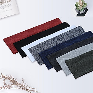 PAOFUPOS 8 Pack Sport Headbands for Men, Elastic Soft Fabric Non-Slip Hair Bands Hair Warp Running Cycling Sports Tennis Basketball Daily Workout