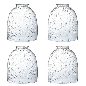 4 Pack Clear Seeded Glass Replacement Shades Covers for Ceiling Fan Light Fixtures Pendant Lighting Chandelier Vanity Light Kitchen Island Light, 2-1/8" Fitter, 5.47" High, 4.76" Diameter