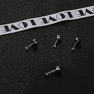 Drperfect 8 Pairs Cartilage Earring Stud for Womens Mens Tiny Stainless Steel Ear Stud Piercing CZ Screw Flat Back Barbell Stud Earrings 2-5mm