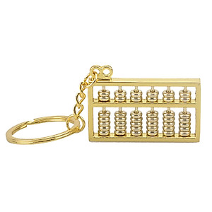 Mallofusa Alloy 6 Rolls Mini Abacus Keychain Key Ring Pendant Decoration Decor Ornament Trinket for Car Keys Handbag Fob Golden
