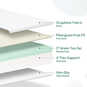 TMEOSK Twin Size Mattress, 8 inch Gel Memory Foam Green Tea Mattress for a Cool Sleep & Pressure Relief, Medium Firm Feel with Motion Isolating