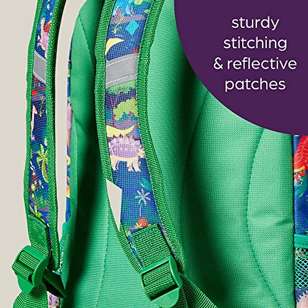 Highlights Backpack for Kids, 17-Inch Weather-Resistant Backpacks for Boys and Girls, Elementary School Kids Bags, Ages 5-9 (Dinosaur Glow-in-the-Dark - Green)