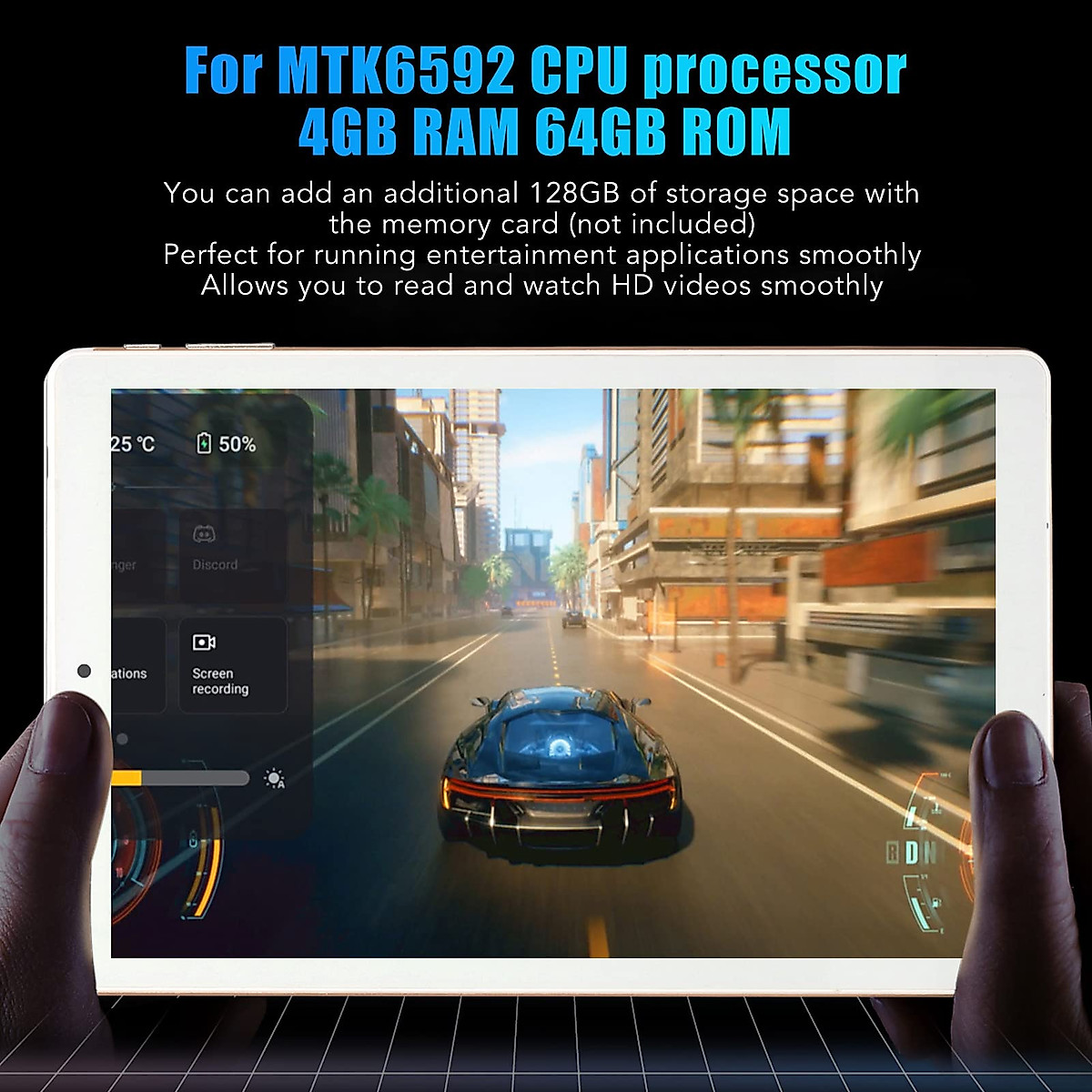 Estink 10.1 Inch Tablet, Android 10 Tablet, 4GB RAM 64GB ROM, 5G WiFi Dual SIM Dual Standby, Dual Cameras, 1920x1200 Resolution (US Plug)