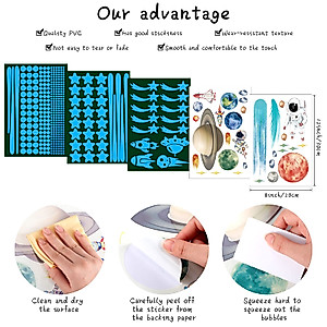 408 Pieces Glow in The Dark Space Wall Stickers Glowing Stars Wall Decals Luminous Spaceship Planet Astronaut Stickers Wall Decals for Kids Bedroom Decor