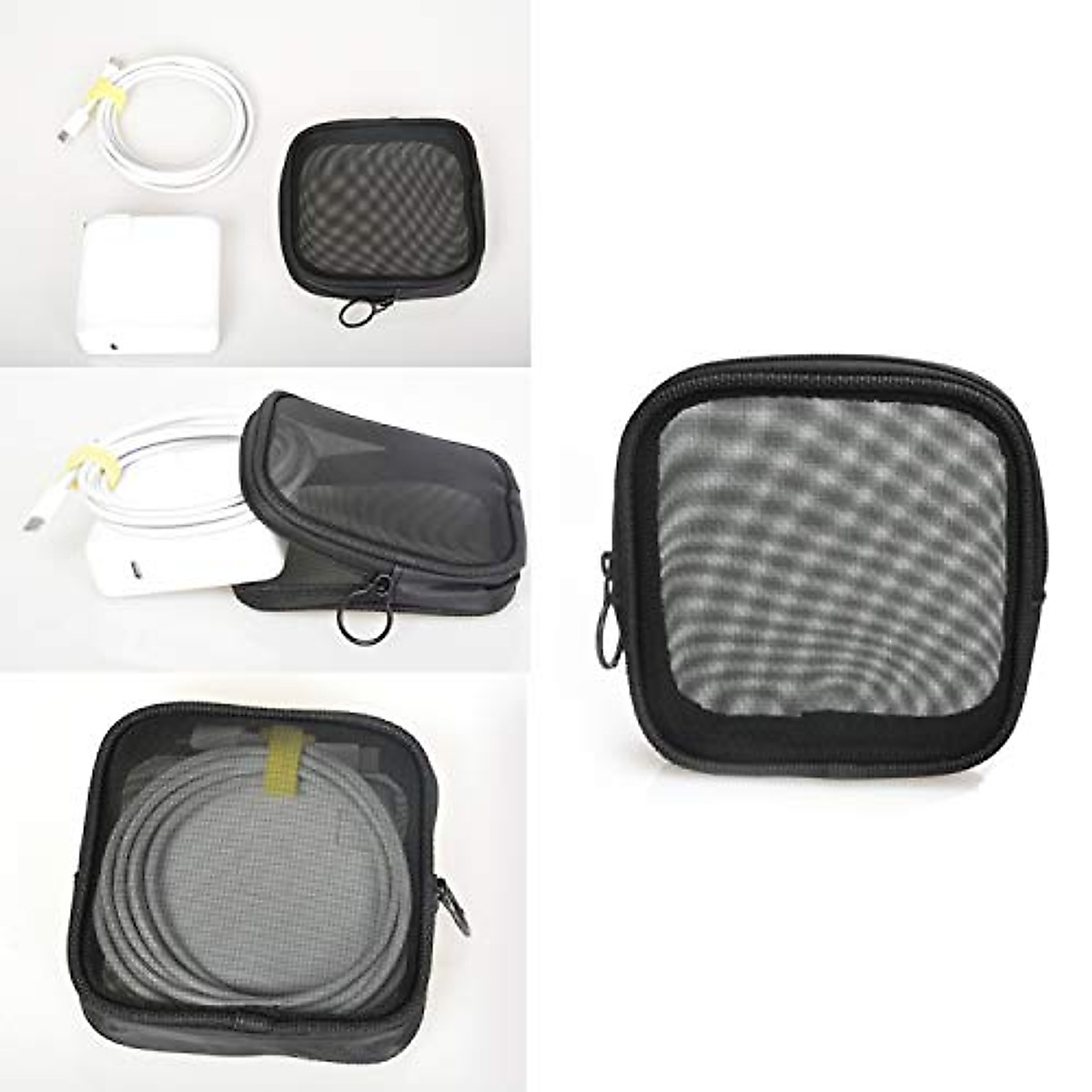 Patu Mesh Travel Toiletry Bag, Transparent Standing Pouch, Portable Shaving Washing Kits Organizer, Personal Care Trip Case, Pack of 2 (Size S), Black