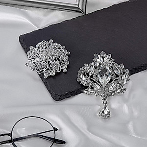 Geyoga 4 Pcs Women's Rhinestone Brooches Set Flower Crystal Brooches Pins Vintage Wedding Brooches for Banquet Wedding Graduation Daily Jewelry Supplies