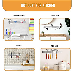 Stainless Steel Magnetic Knife Holder 16 Inch for wall,Multi-Purpose Functionality Adhesive Magnetic knife Strip as Office magnetic tool manager,kitchen Magnetic Tool Organizer.