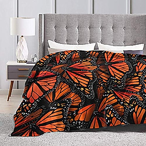 LIVE & LOVE Micro Fleece Blanket Throw Blanket Monarch Butterflies Print Ultra-Soft Fuzzy Light Weight Cozy Warm Fluffy Plush Blanket Microfiber for Bed Couch Chair Living Room Fall Winter Spring