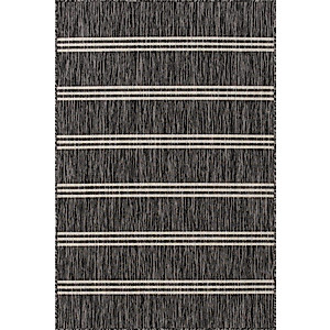 Unique Loom Outdoor Collection Area Rug - Anguilla (4' 1" x 6' 1" Rectangle, Charcoal/ Ivory)