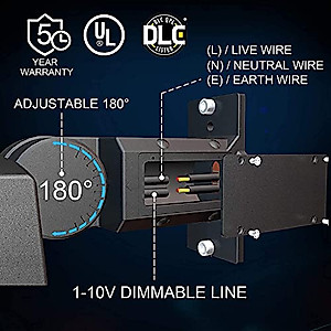 OSTEK 300W LED Parking Lot Lights with Dusk-to-Dawn Photocell, Outdoor Commercial Area Lighting Fixture 42000LM - Waterproof IP65 5000K LED Shoebox Light with Slip Fitter Mount 100-277V