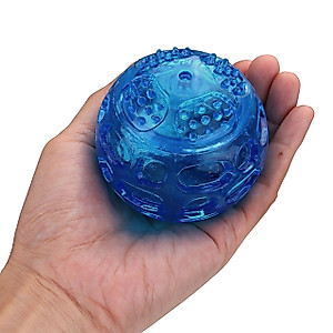 JULYFOX Pet Balls for Dog Squeaky Fetch Ball Toys Durable Chew Toy with Squeaker Bulk for Dog Small/Medium 2 Pack Blue+Green