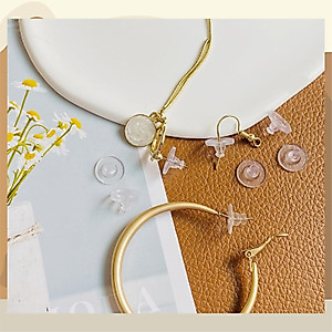 Earring Backings, Silicone Earring Backs with Pad, Rubber Earring Back Replacement, Soft Jewelry Findings (100)