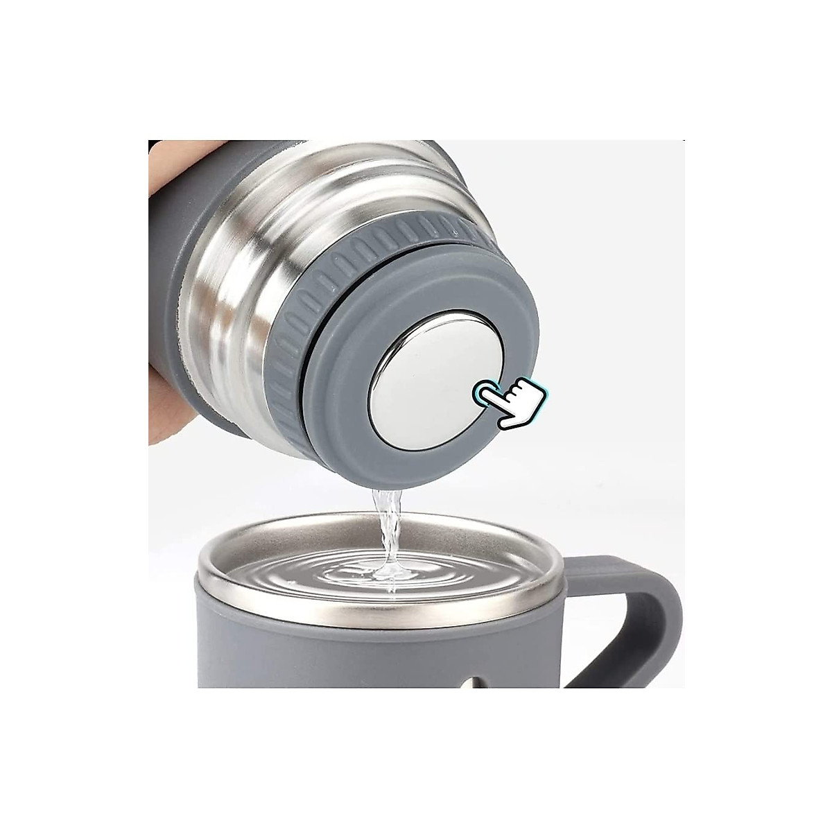 Stainless Steel Thermo 500ML/16.9oz Flask Double Wall Sports Bottle Vacuum Insulated for Coffee Hot Drink and Cold Drink Water Flask with 2 Cups(Gray,Set)