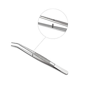 Stainless Steel Tweezers, with Curved Serrated Tip Multipurpose Tweezers Sewing Machine Tweezers Forceps for Craft Repairing (5PCS)