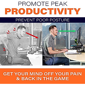 EVOOMI Back Saver Monitor Riser Stand with Drawer - 2 Pack - Gain 5 Weeks a Year, Less Pain & Peak Productivity with Anti Skid Mesh Metal Desktop Stand for PC Laptop Notebook Printer, Computer, iMac