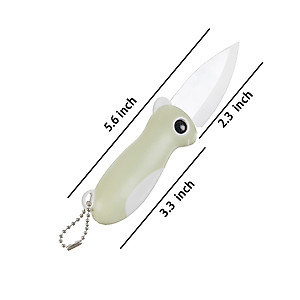 Hidoer Ceramic Paring Knife, Pocket Knife Folding Knife, Super Sharp Blade only 2.3 inch, Fruit Peeling Vegetable Cutting, Easy-to-Carry (Green)