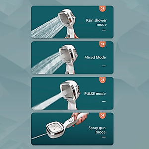 Fufafayo Pressurized Showerhead Four-Speed Pressurized Bathtub Shower Detachable Shower Head Shower Spray Bathroom Shower Head Cosmetic Nozzle with Overhead Spray Function