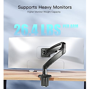HUANUO Ultrawide Monitor Arm for Max 35 inch Screens, Aviation-Grade Aluminum Heavy Duty Monitor Arm Holds 26.4lbs Computer Monitor, Adjustable Gas Spring Monitor Mount, VESA 75/100mm