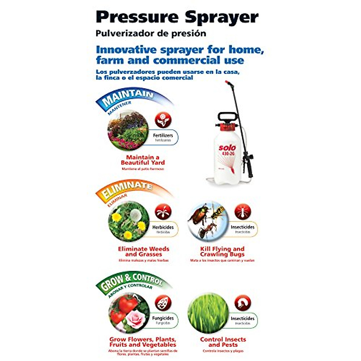 Solo 430-2G 2-Gallon Farm and Garden Sprayer with Nozzle Tips for Multiple Spraying Needs