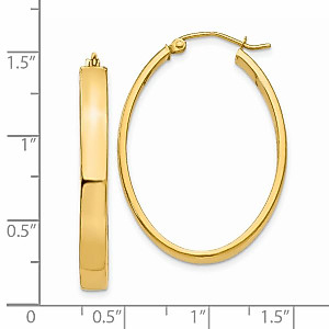 14K Yellow Gold Oval Hoop Earrings