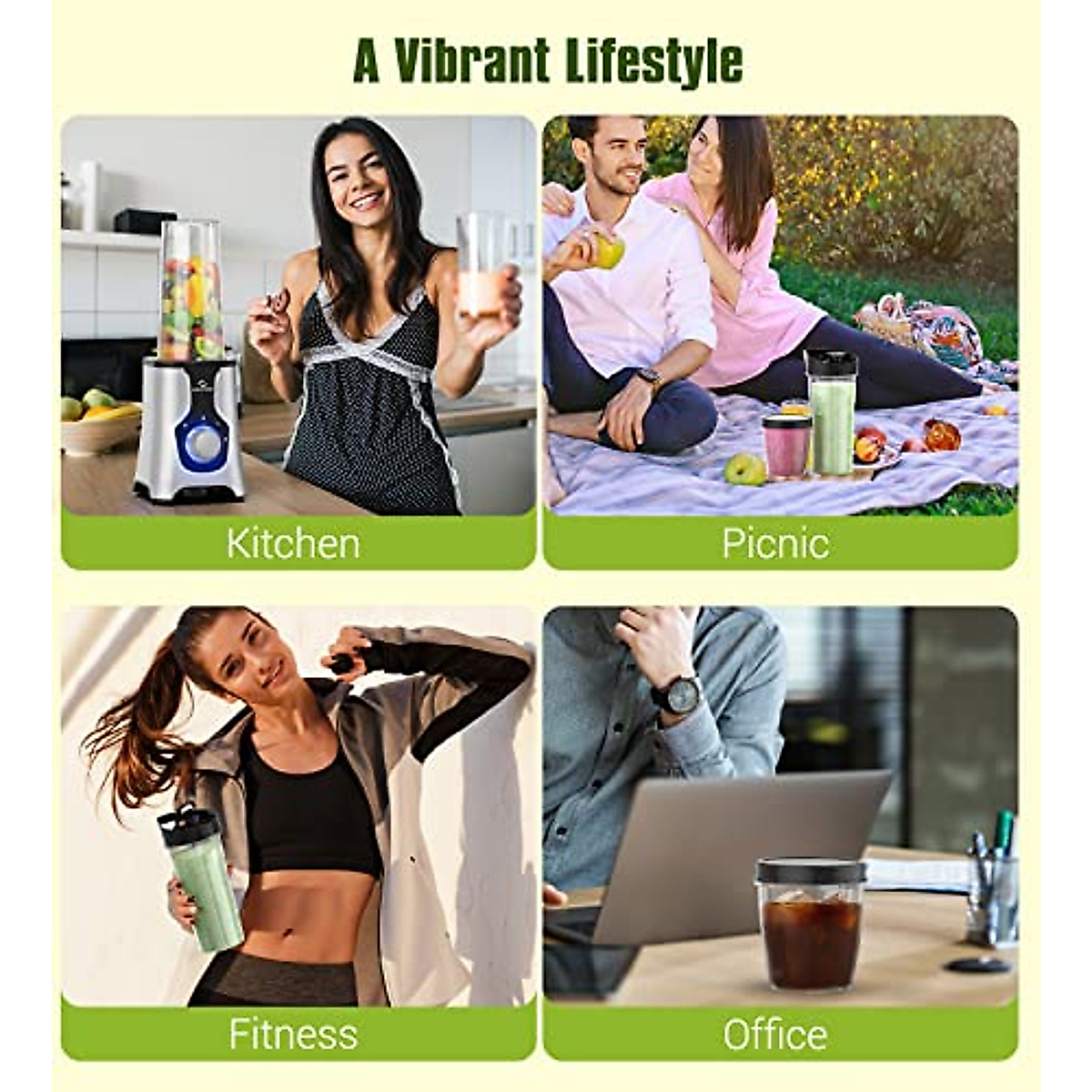 Nuovoware Portable Blender for Shakes and Smoothies, 12 PCS Personal Size Blenders with 6-Edge Blade, 600W Smoothie Blender with 2*20oz Portable Bottle, 3 Speeds for Juice, Protein Drinks, Silver Gray