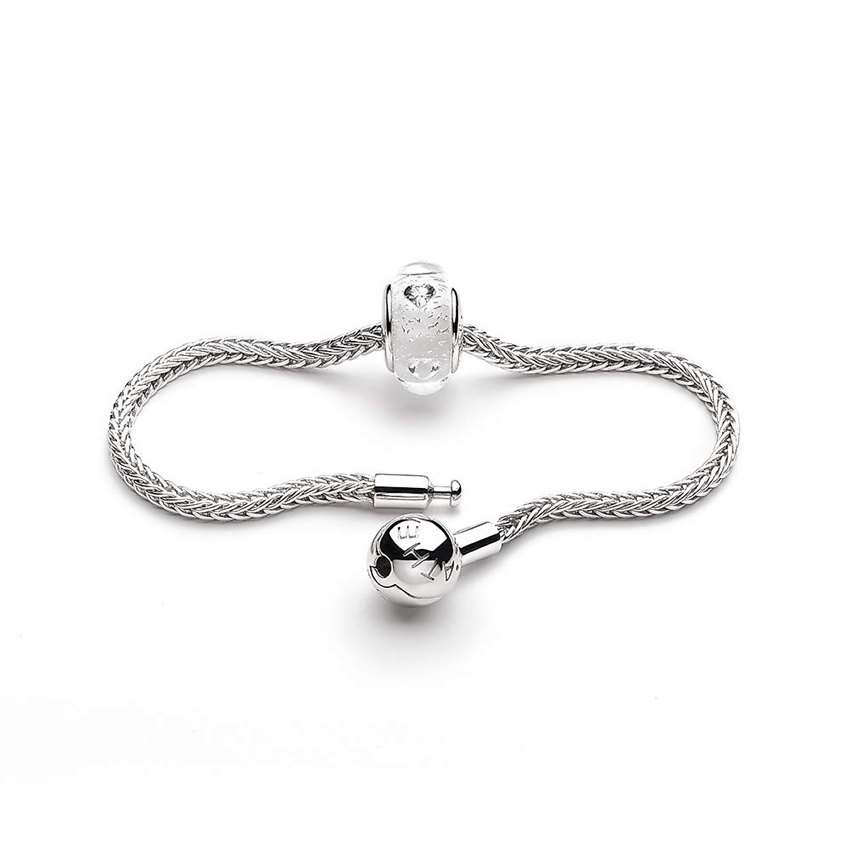 ATHENAIE 925 Sterling Silver Basic Wheat Chain with Openable Clasp Charms Bracelet for Birthday Gift 20CM