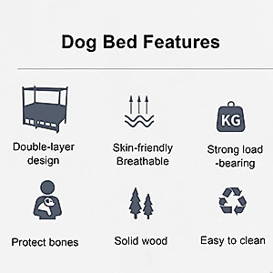 WDJBPSH 2 Tier Dog Bed Wood Frame with Side Table Storage Platform, Deluxe Lounge Pet Cots for Large Medium Small Dogs, Four Seasons Universal (Color : B)