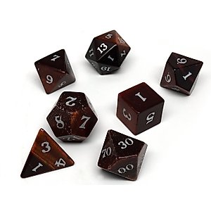 Stone Dice Collection - 7 Piece Collection of Semi Precious Stone Dice with Signature Font (Amethyst)