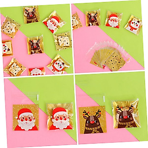 Cabilock 400pcs Baking Plastic Self-adhesive Bag Self Adhesive Biscuit Bag Christmas Treat Bags Cookie Gift Bags Plastic Packaging Bags Bake Bag Candy Bag Cookie Bag Elder or Baking Bag Red