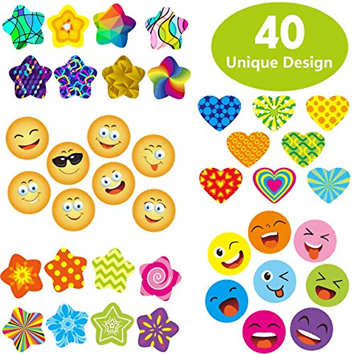 1000 Pcs Teacher Reward Encouragement Motivational Sticker Mega Pack 40 Designs in 5 Themes with Perforation Line (Each Measures 1.5” in Diameter)